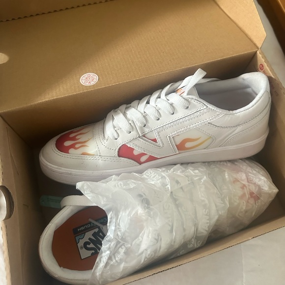 Vans | Shoes | Vans Lowland Cc Comfy Cush White Flame Fire Skate Shoes ...